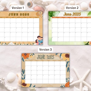 Editable June 2025 Calendar Printable and Father's Day Theme | Summer ...