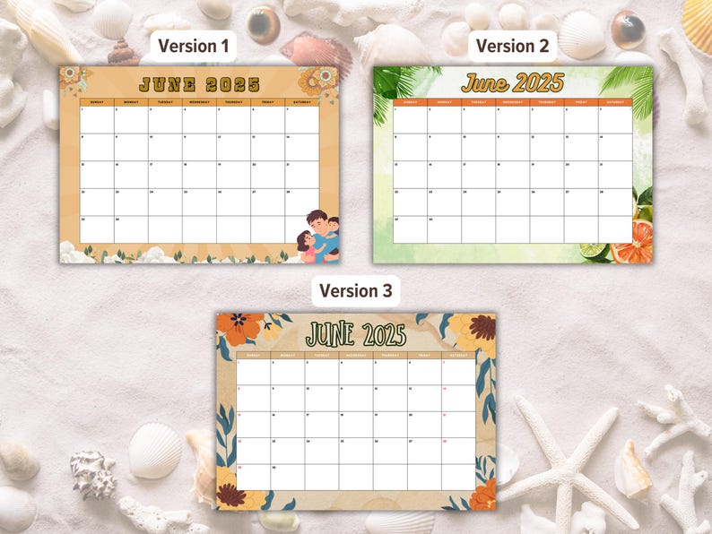 Editable June 2025 Calendar Printable and Father's Day Theme | Summer ...