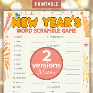 New Years Word Scramble Game Printable | New Year's Eve Kids Activity ...