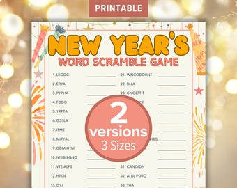New Year's Eve WORD SCRAMBLE Game - New Years Party Game - Printable ...