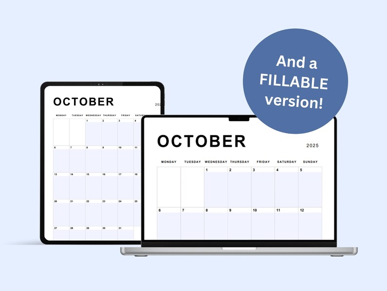 Editable October 2025 Calendar Minimalist Printable | US Letter, A4 ...