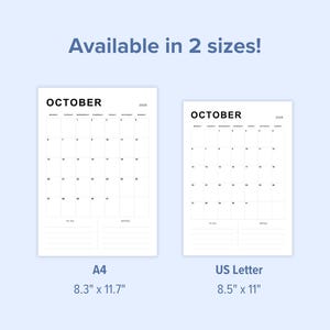 Editable October 2025 Calendar Minimalist Printable | US Letter, A4 ...