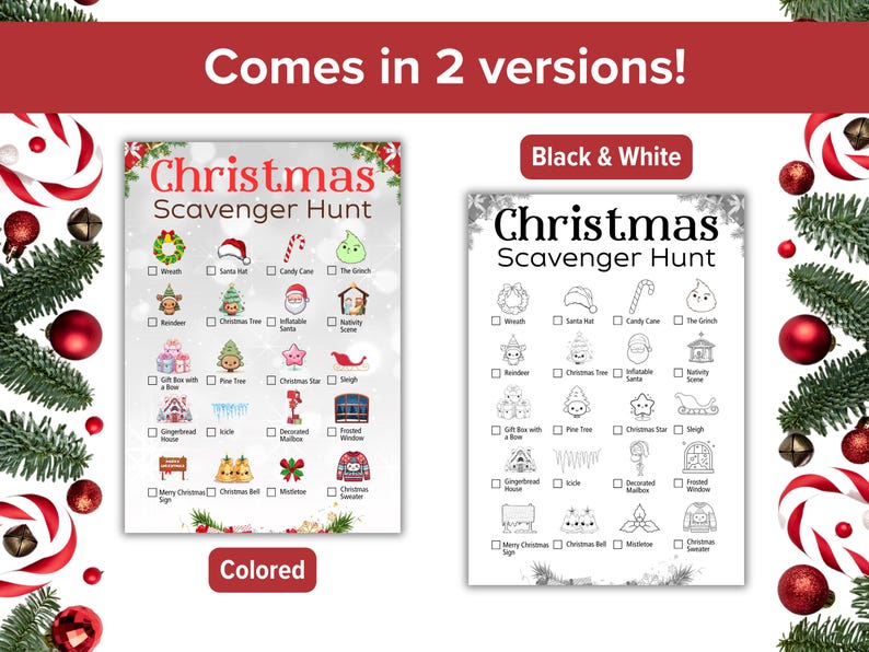 Christmas Scavenger Hunt Printable for Kids | A4, A5, US Letter - Etsy