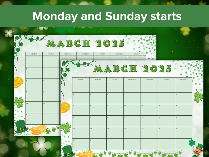 Editable March 2025 Calendar Printable | St. Patrick's Day | Early ...
