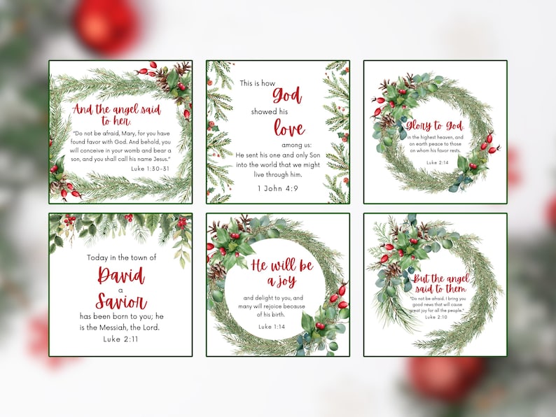 32 Christmas Bible Verses Cards Printable | Christian Christmas Cards ...