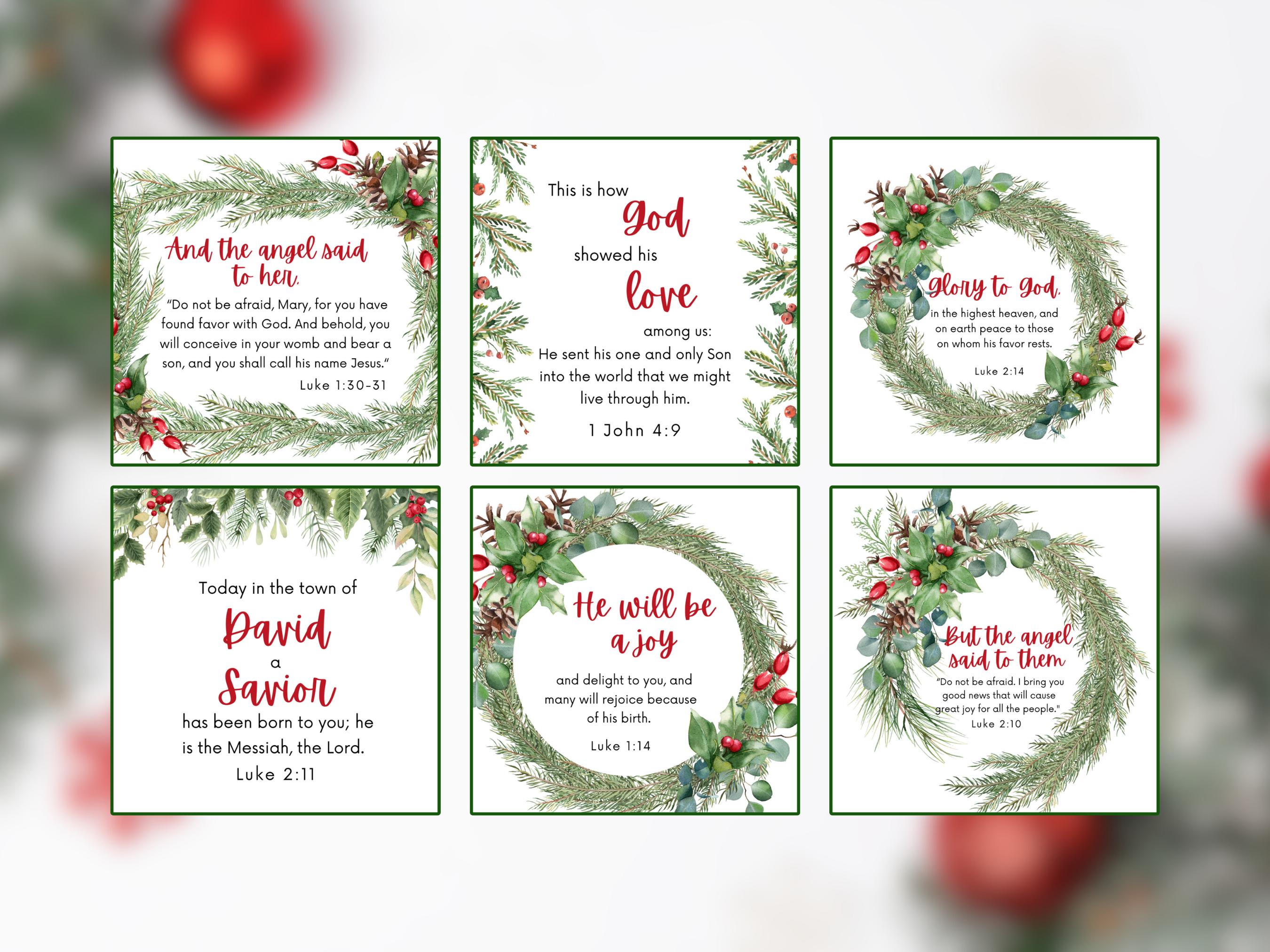 32 Christmas Bible Verses Cards Printable | Christian Christmas Cards ...