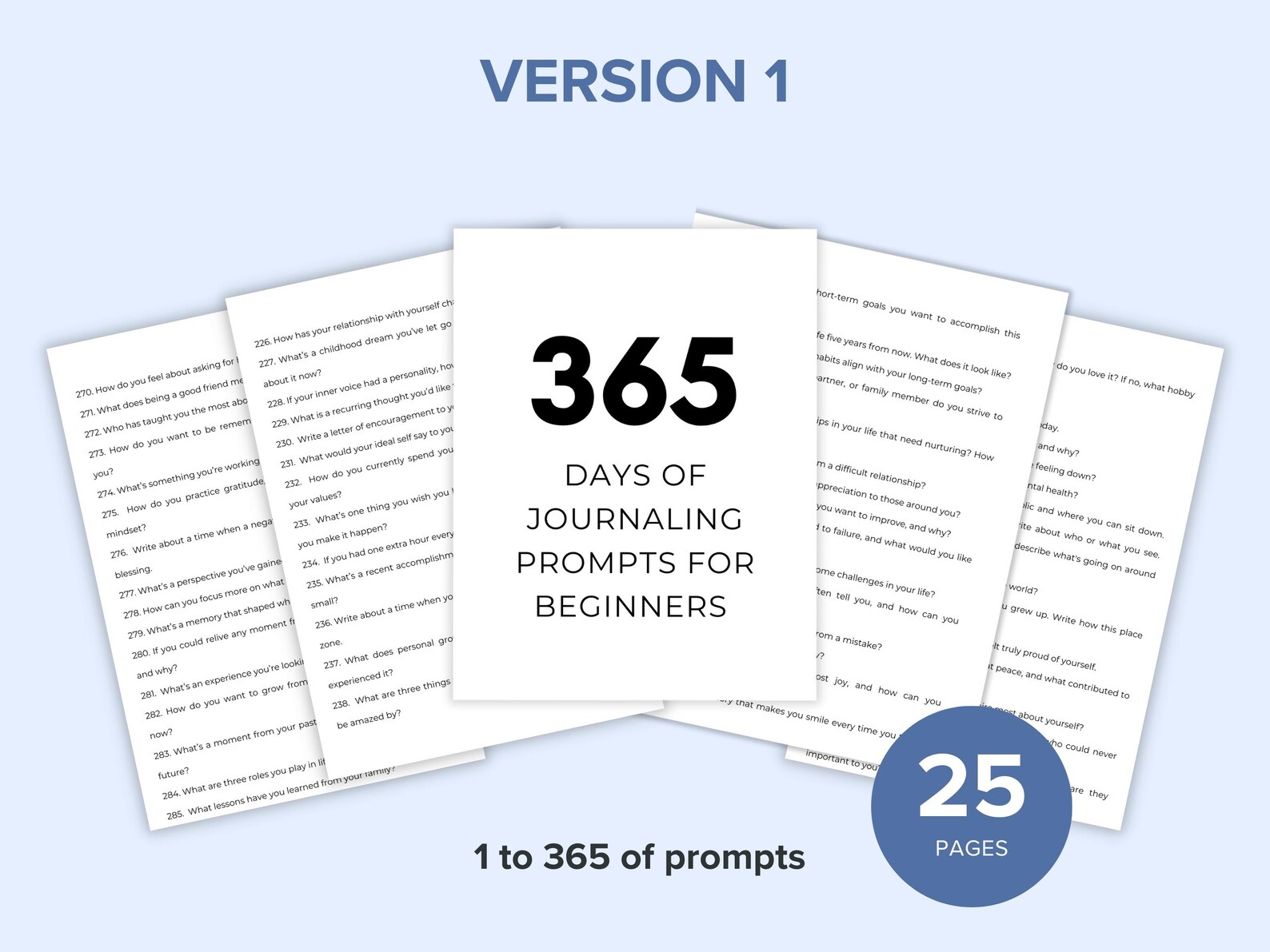 365 Journaling Prompts for Beginners Printable | One Year Journaling ...