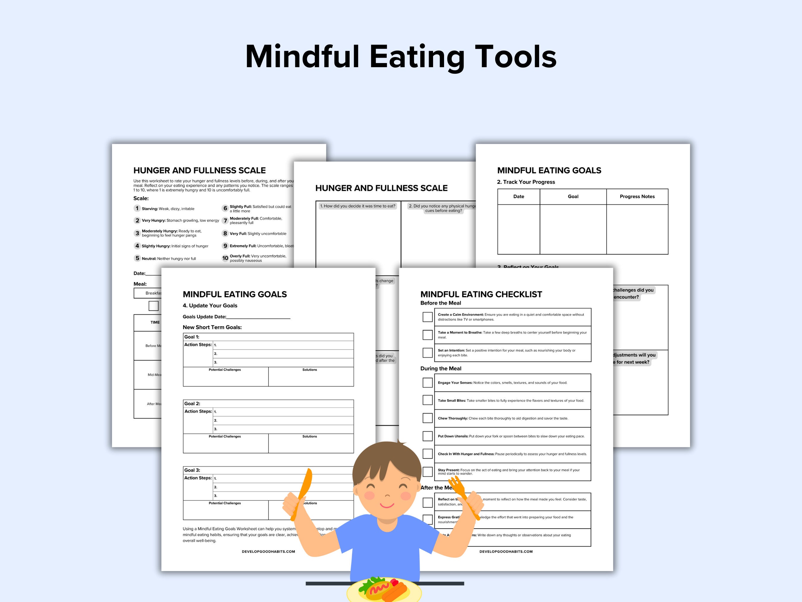 Mindful Eating Log and Journal Printable Bundle | Food Journal ...