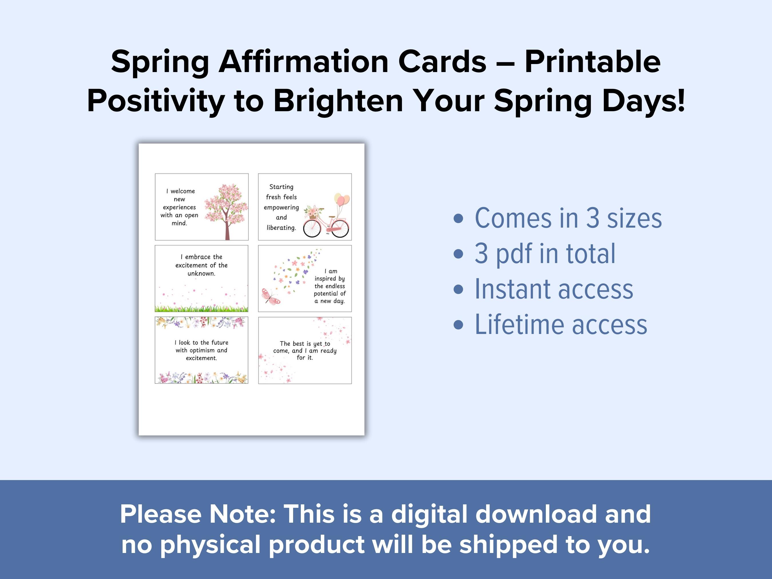 72 Spring Affirmation Cards for Gratitude | Printable Spring-themed ...