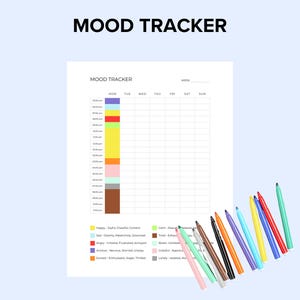 Hourly Mood Tracker Printable | Weekly Mood Tracker | A5, US Letter, A4 ...