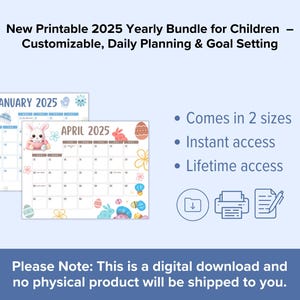 Printable 2025 Yearly Calendar Bundle for Children | Homeschool Monthly ...