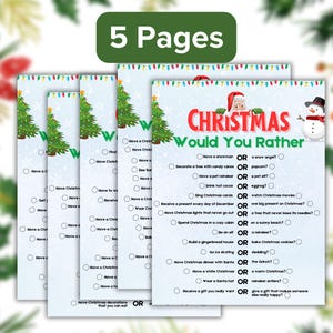 75 Printable Christmas Would You Rather Questions Game for Kids | This ...
