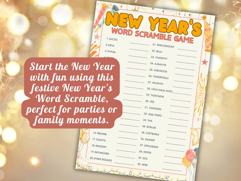 New Years Word Scramble Game Printable | New Year's Eve Kids Activity ...