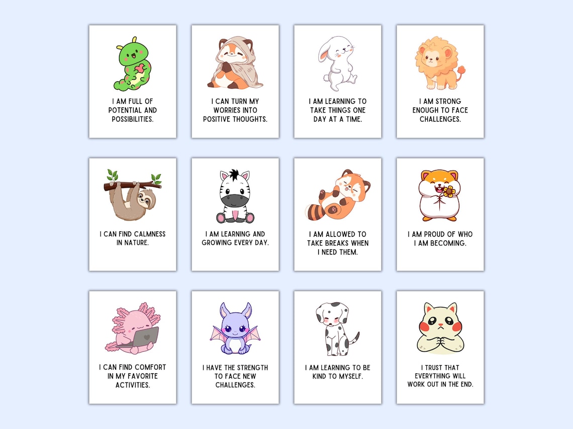 48 Anxiety Affirmations Printable Cards for Kids | Encouragement Cards ...