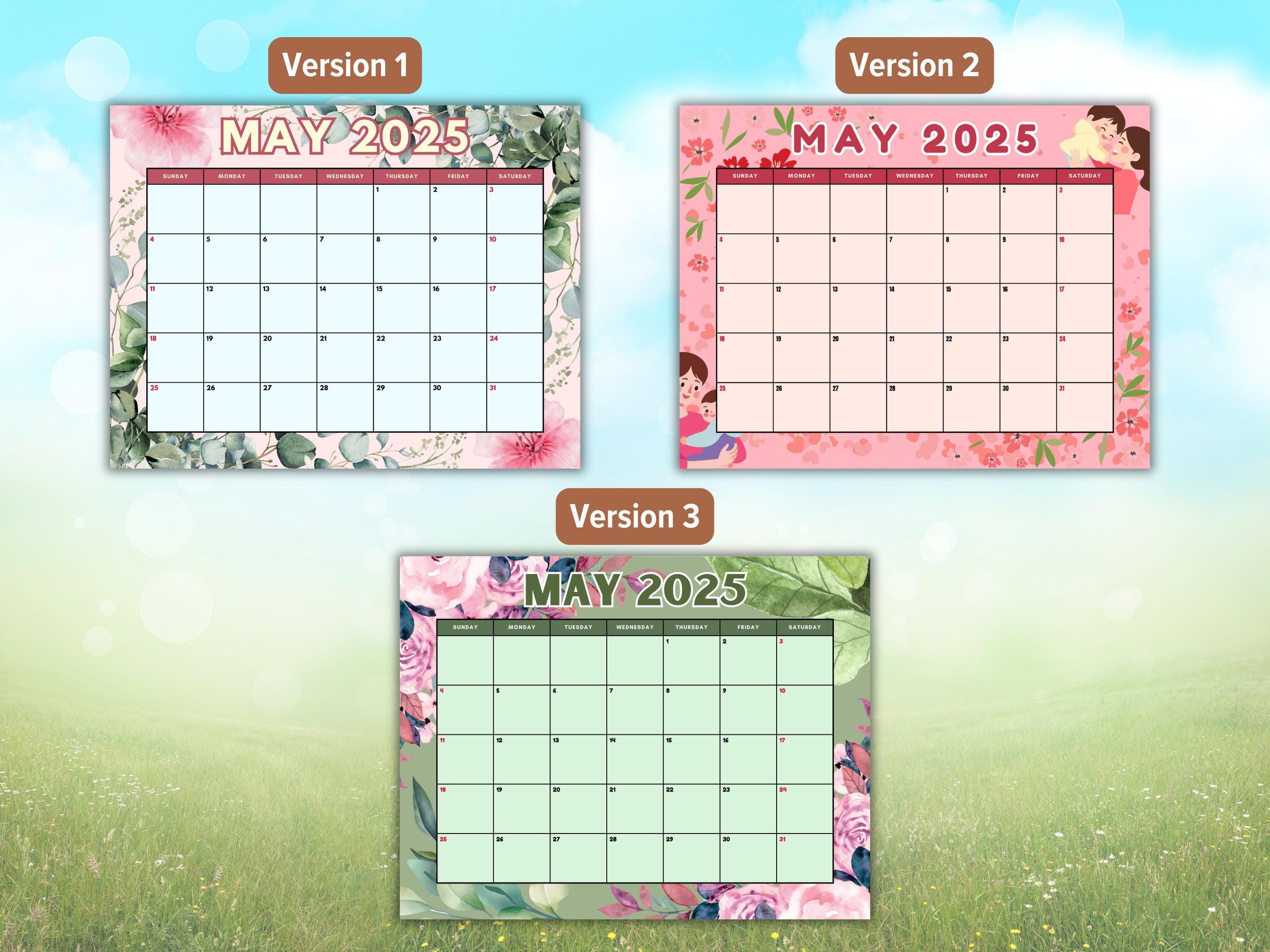 Editable May 2025 Calendar Printable and Spring Themes | Mother's Day ...