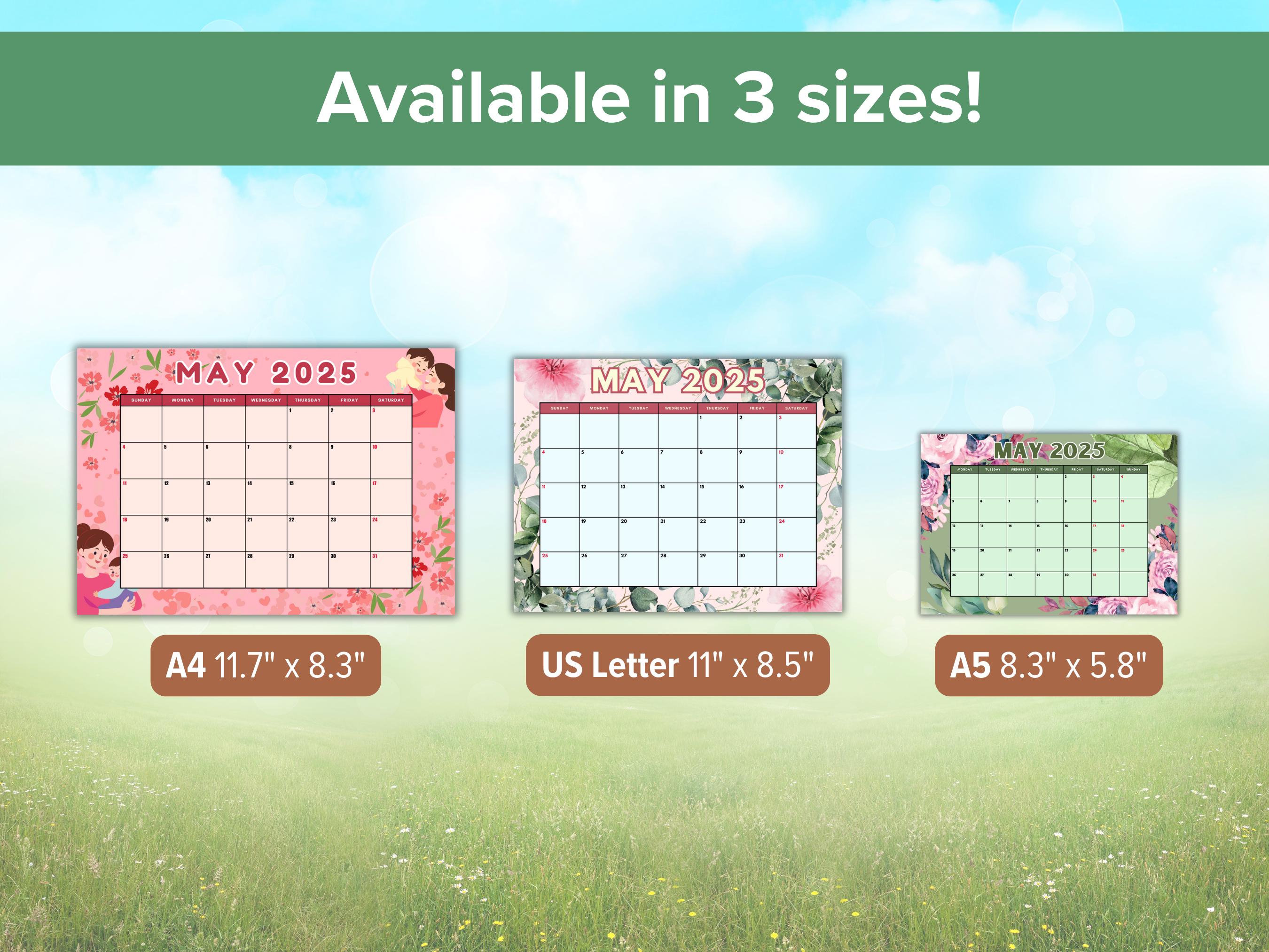Editable May 2025 Calendar Printable and Spring Themes | Mother's Day ...