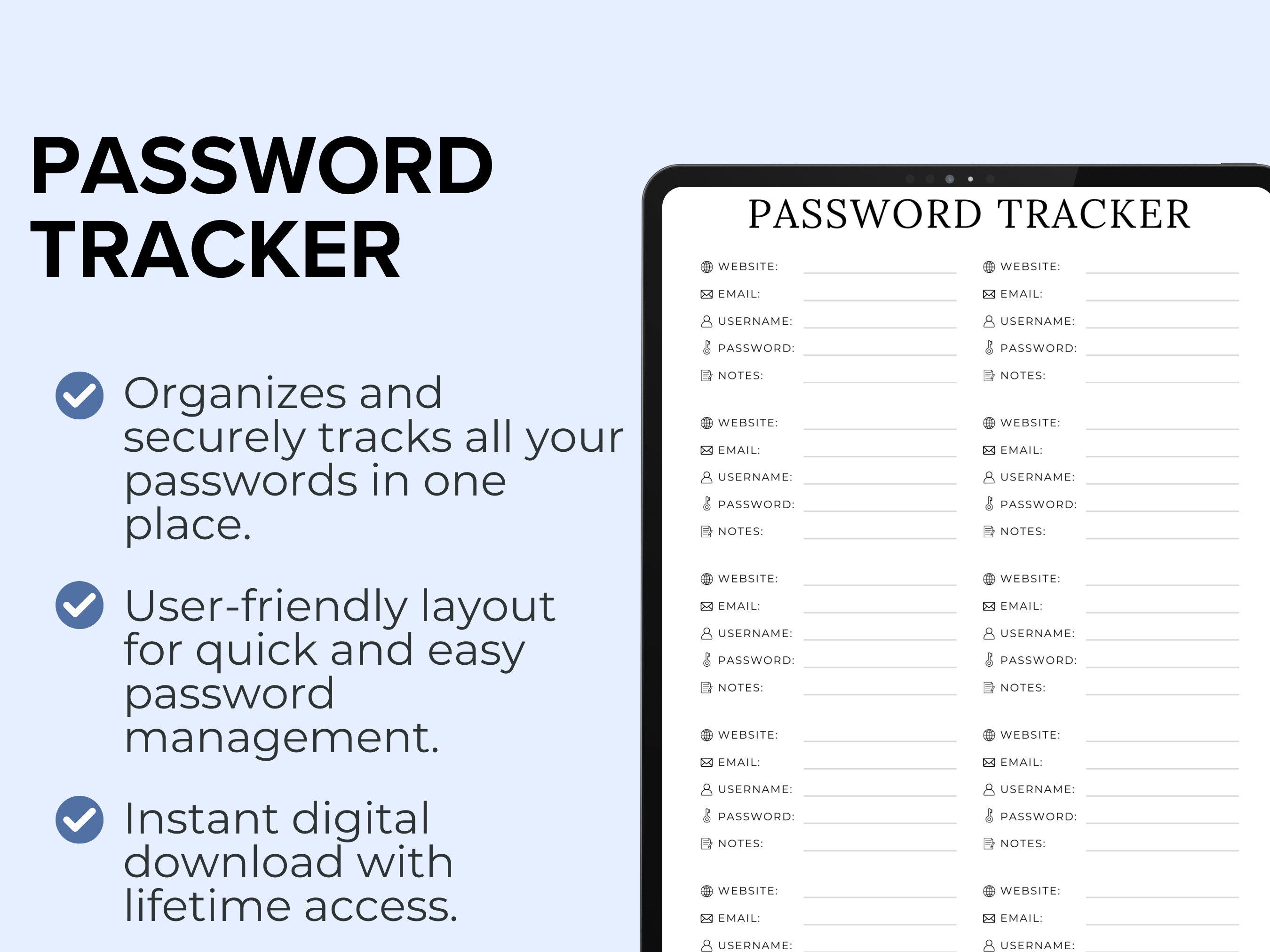 Password Tracker and Log Printable | Password Manager Notebook ...