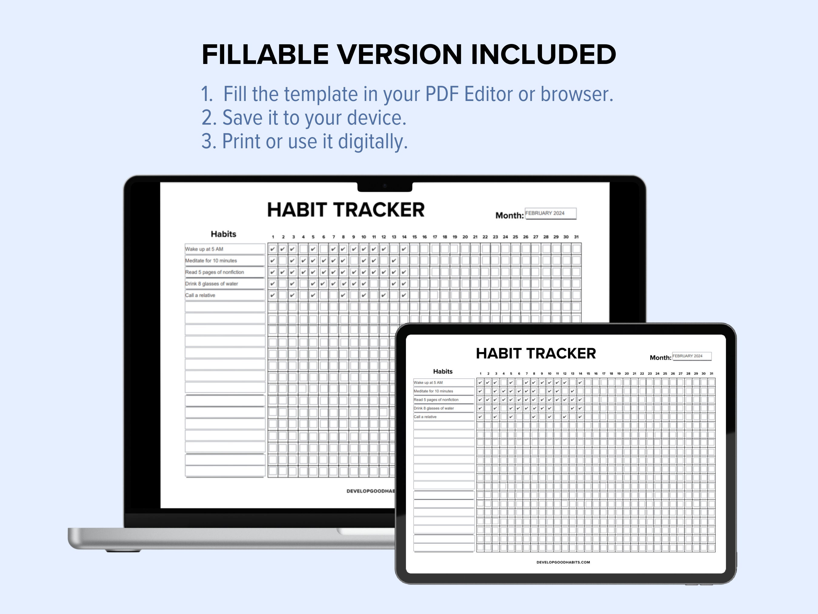 Monthly Habit Tracker Printable | 30 Day Habit and Goal Tracker PDF ...