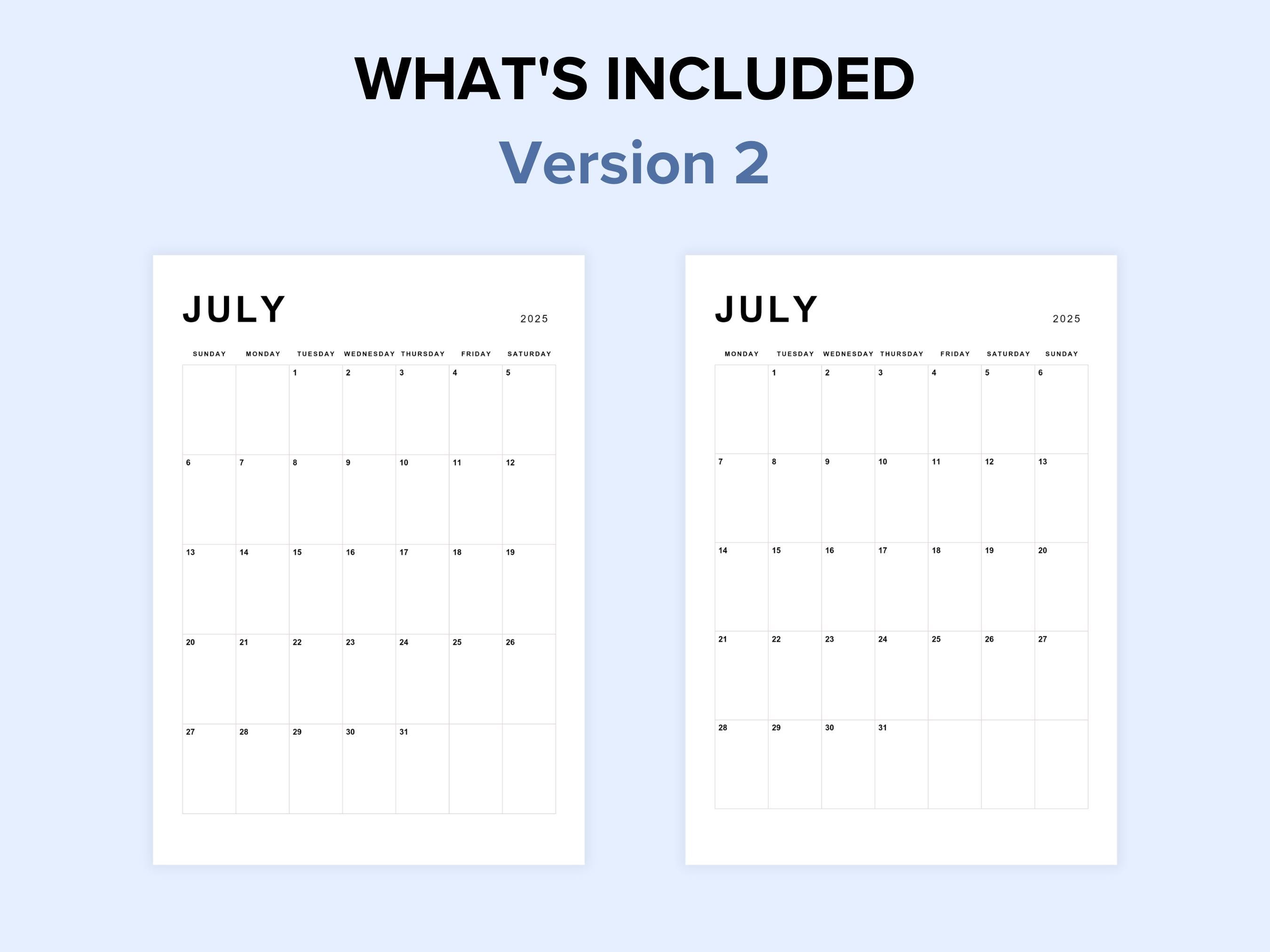 Editable July 2025 Calendar Minimalist Printable | Simple Minimalist ...