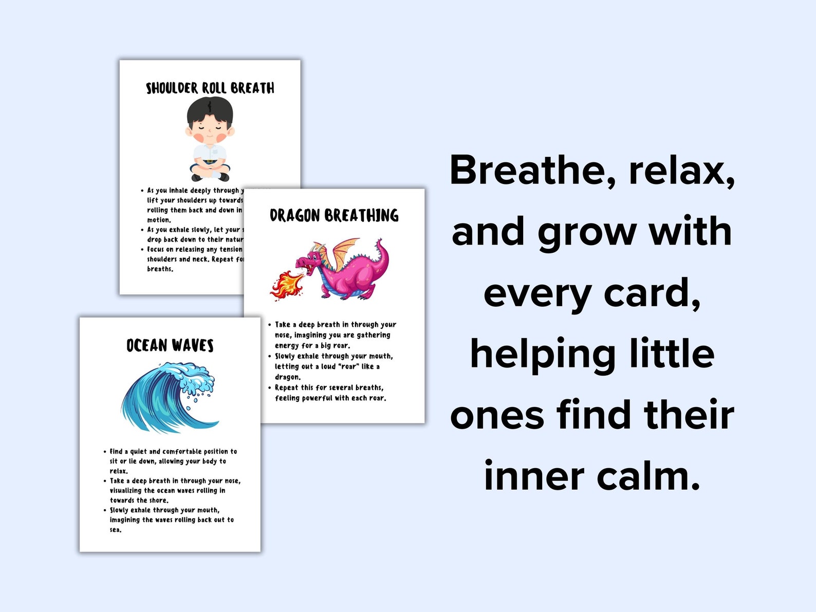 32 Mindful Breathing Cards for Kids | Calm & Focus Printable ...