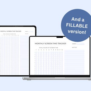 Monthly Screen Time Tracker Printable | Digital Detox | Focus on Studying - Etsy