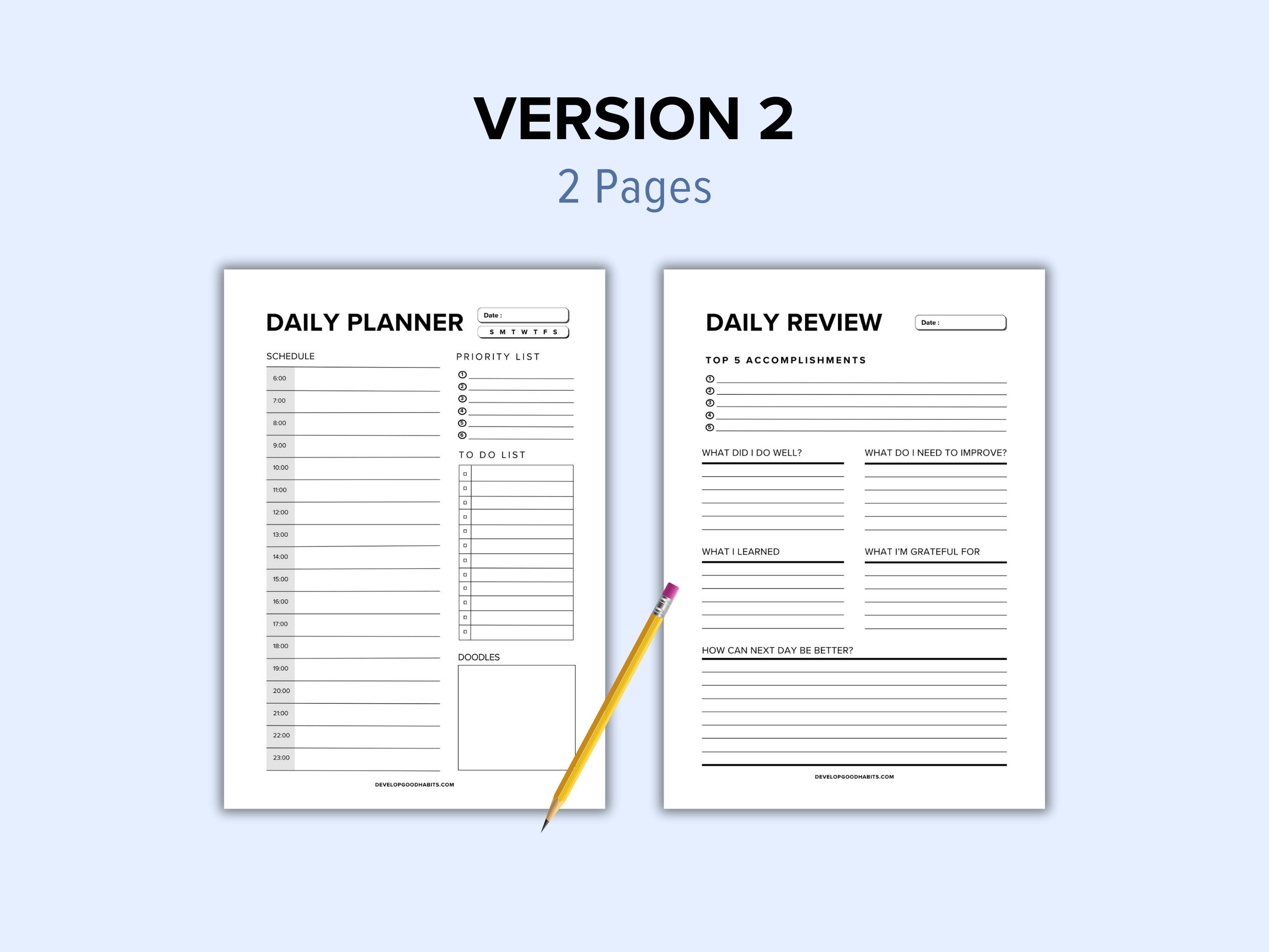 Daily Planner Printable Worksheets & Templates Bundle | Daily Routine ...