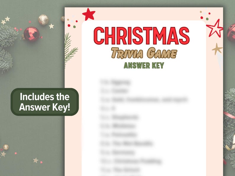 Christmas Trivia Game Printable With Questions and Answers | Holiday ...