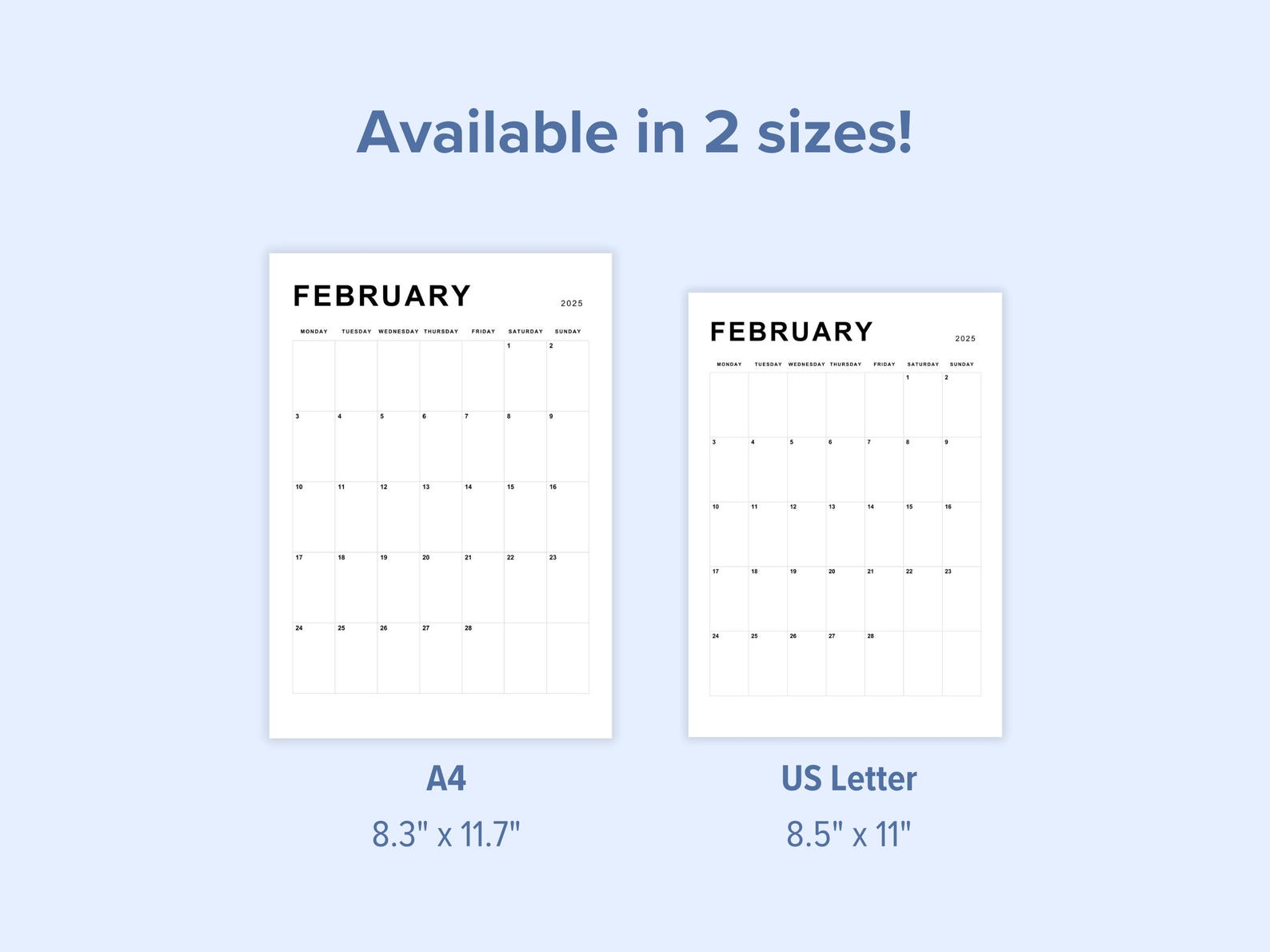 Editable February 2025 Calendar Minimalist Printable | Simple ...