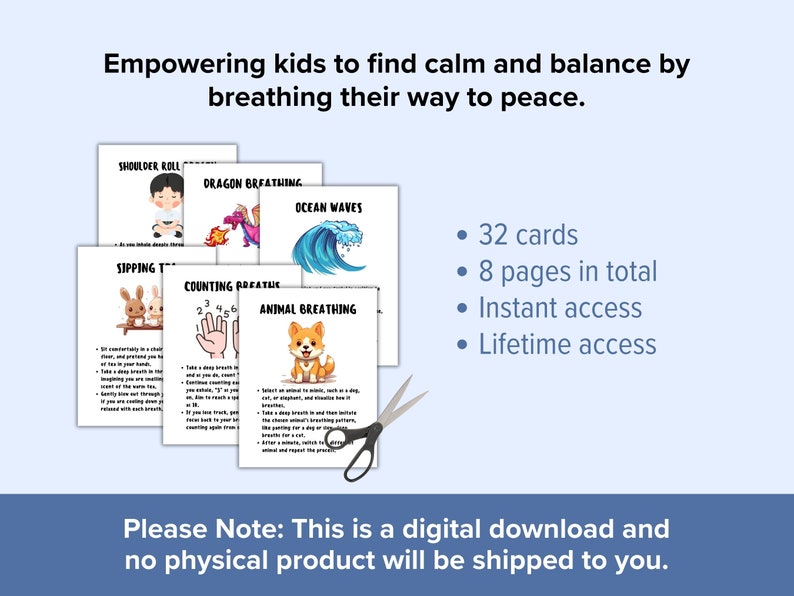 32 Mindful Breathing Cards for Kids | Calm & Focus Printable ...