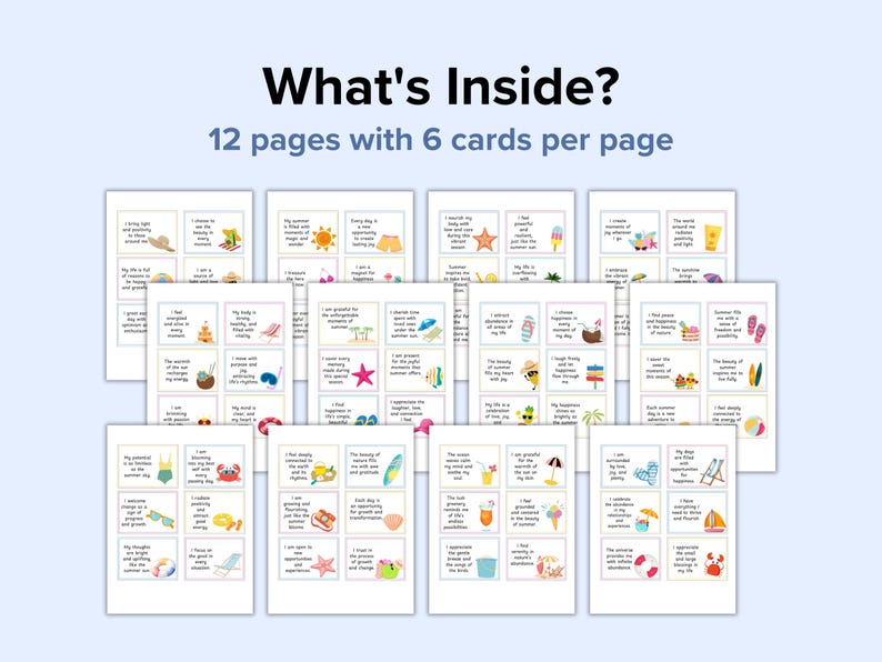 72 Summer Affirmation Cards for Gratitude | Printable Spring-themed ...