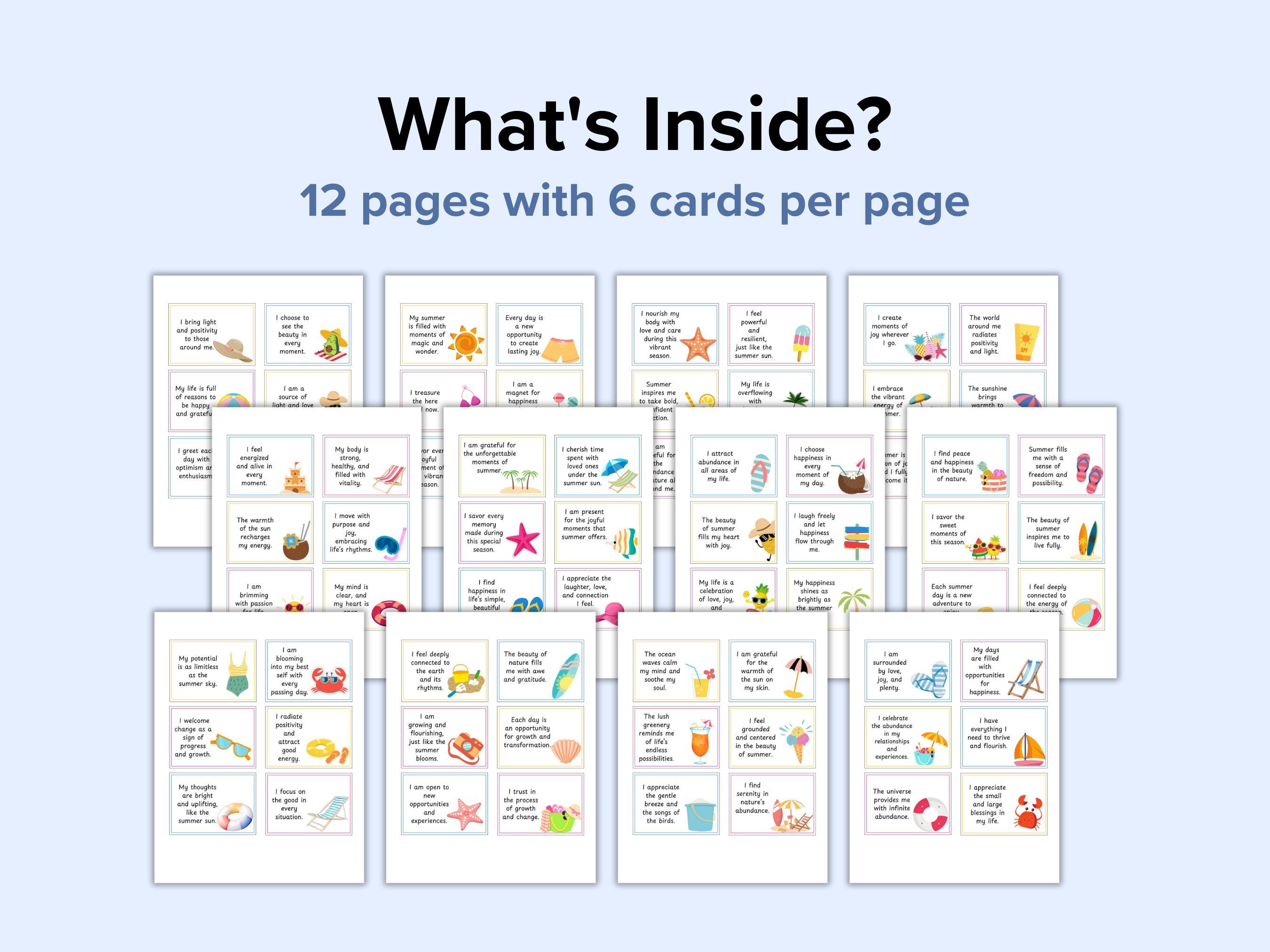 72 Summer Affirmation Cards for Gratitude | Printable Spring-themed ...