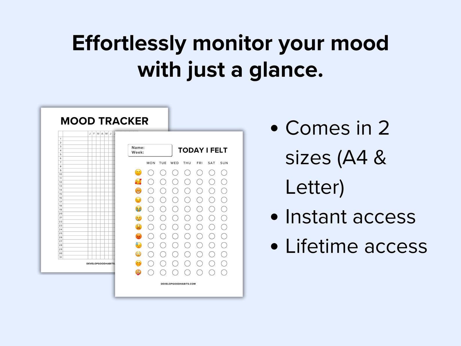 9 Daily Mood Tracker Printable Worksheets | Mental Health Planners ...