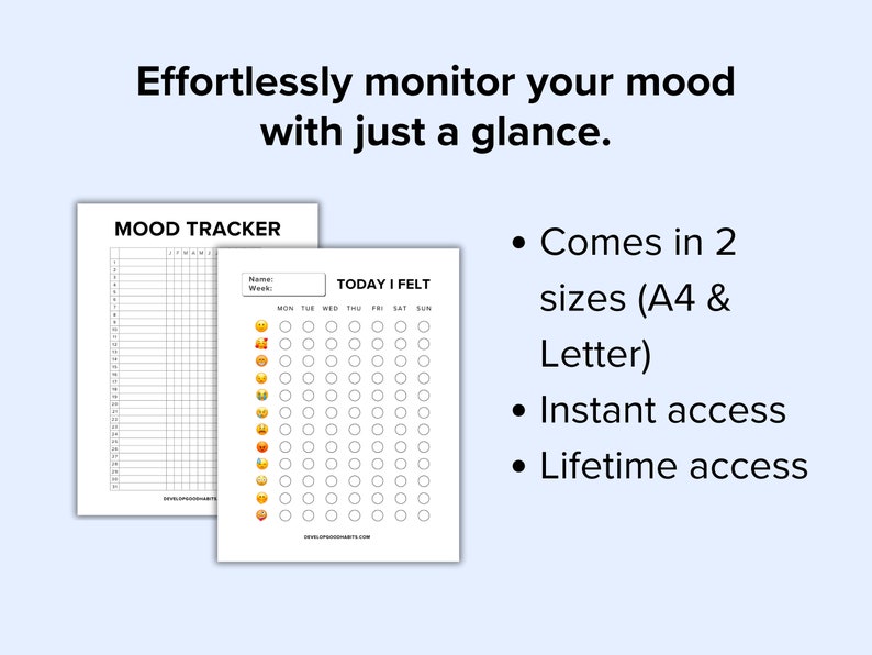 9 Daily Mood Tracker Printable Worksheets | Mental Health Planners ...