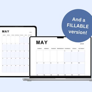Editable May 2025 Calendar Minimalist Printable | Simple Minimalist ...