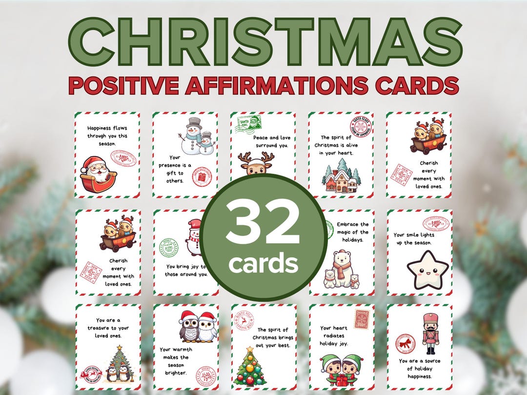 32 Christmas Positive Affirmations Cards | Cute Christmas Cards | Xmas ...
