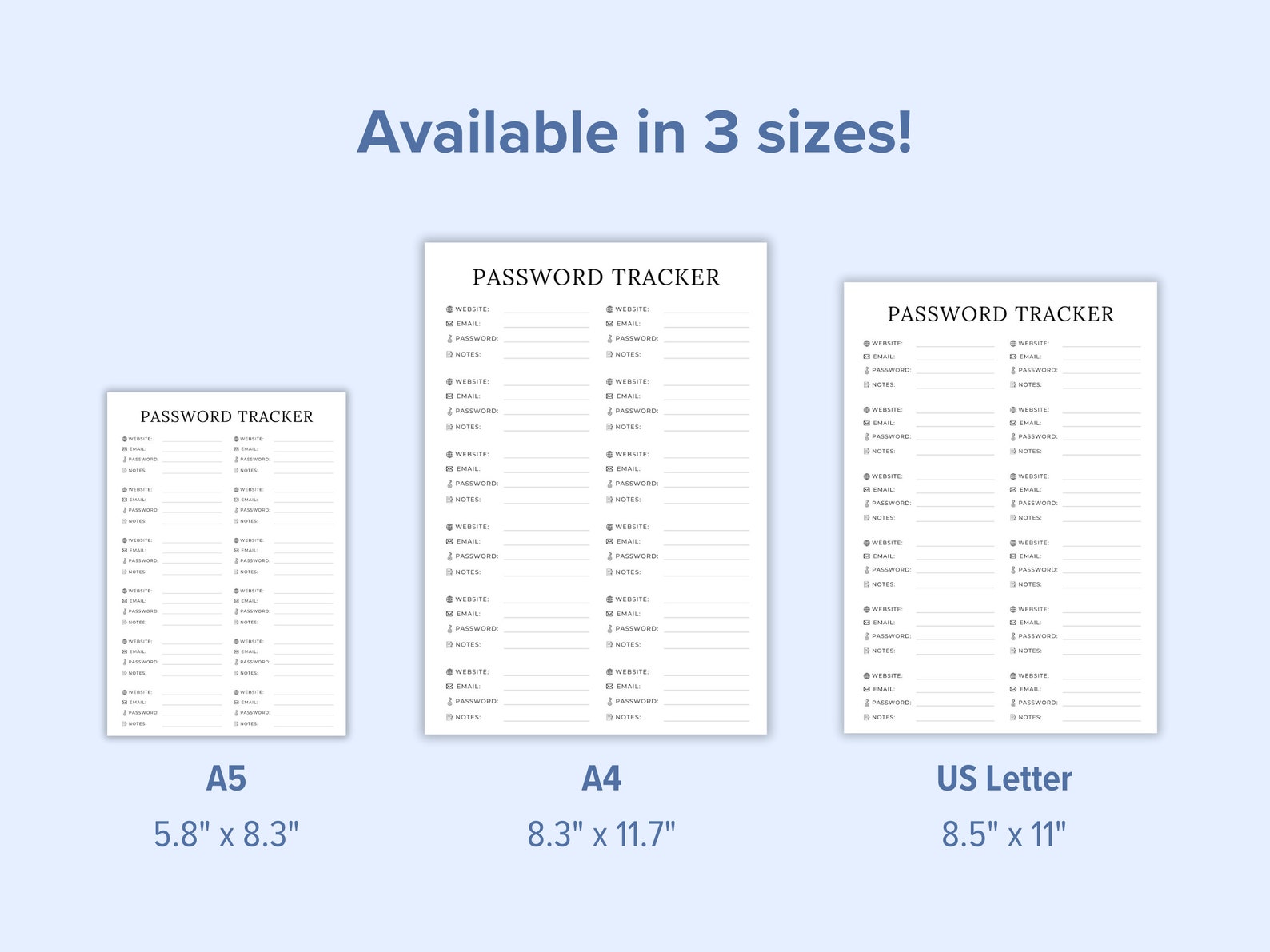 Password Tracker and Log Printable | Password Manager Notebook ...