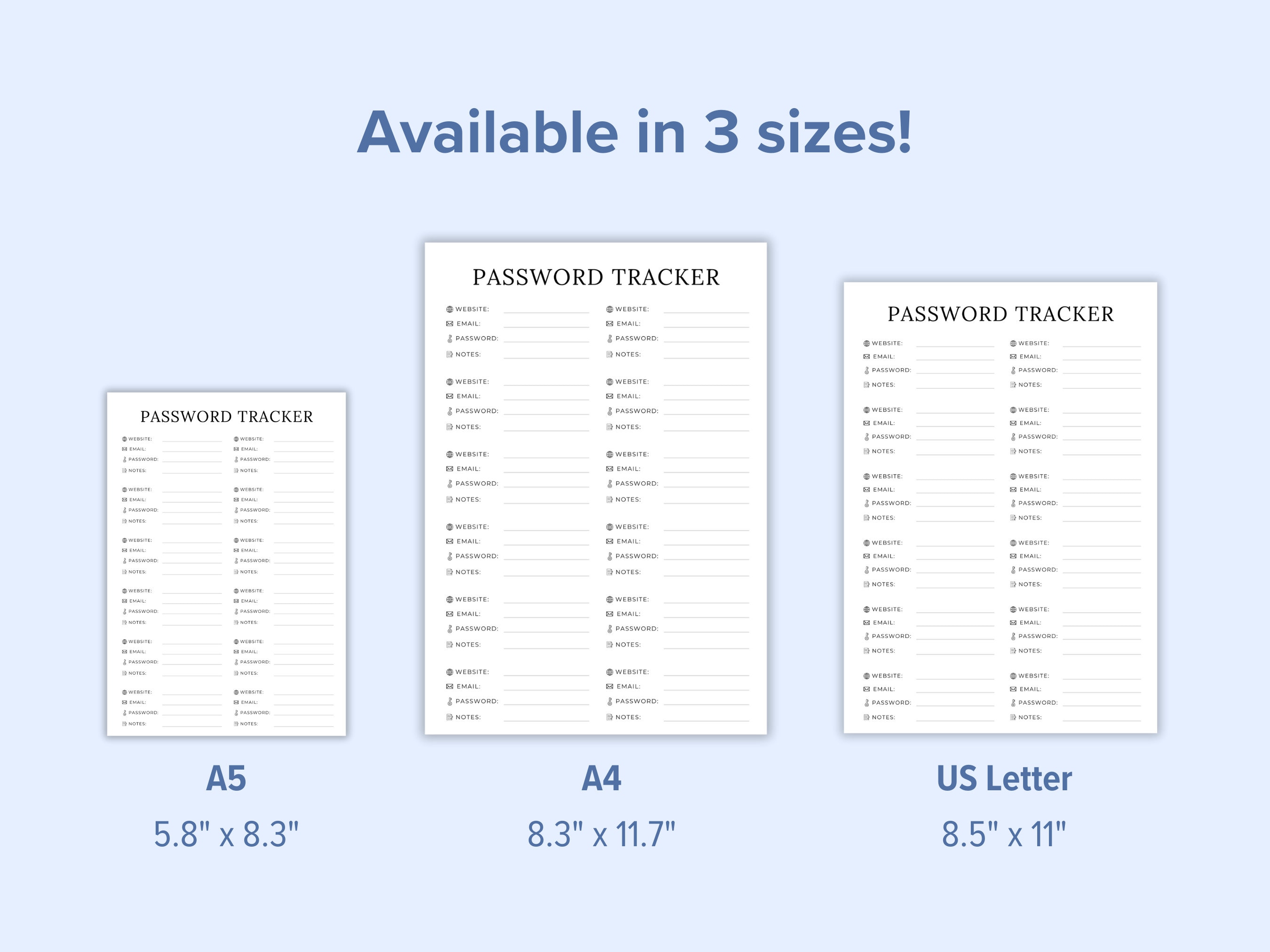 Password Tracker and Log Printable | Password Manager Notebook ...