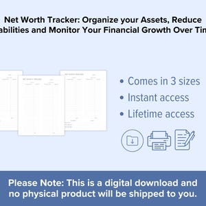 Net Worth Tracker Printable | Assets and Liabilities Balance Sheet - Etsy