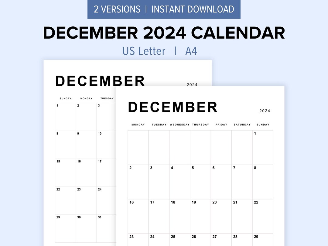 Editable December 2024 Calendar Minimalist Printable | Simple ...