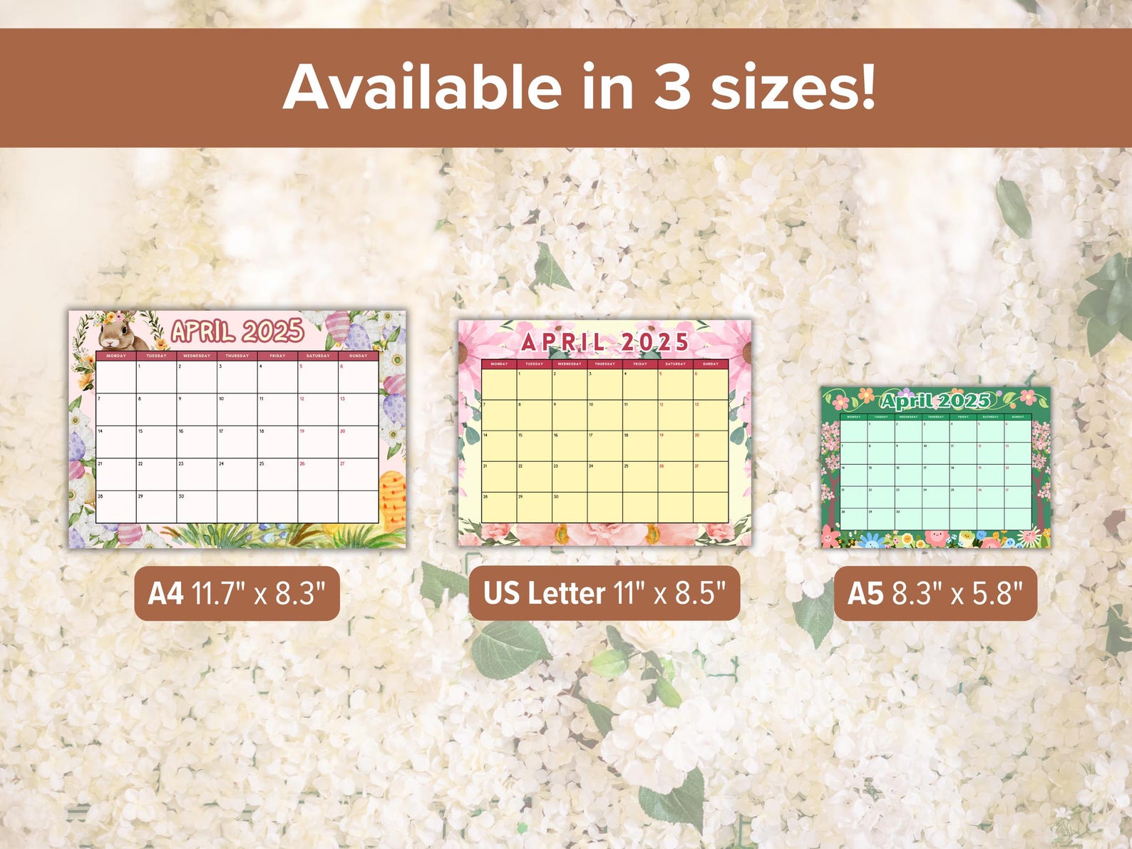 Editable April 2025 Calendar Printable | Spring Themes | Easter ...
