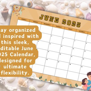 Editable June 2025 Calendar Printable and Father's Day Theme | Summer ...