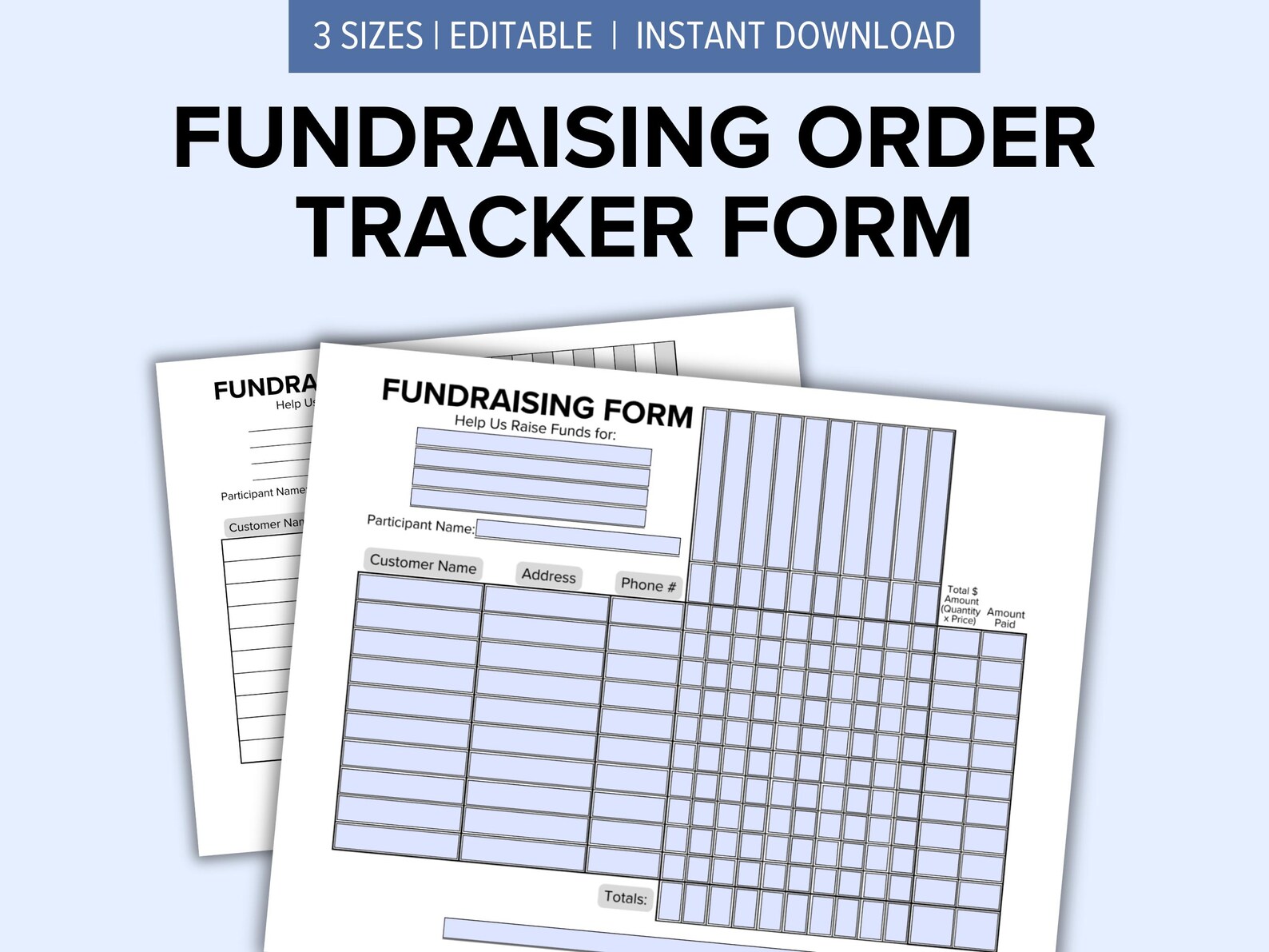 Editable Fundraising Order Tracker Printable Form | A5, US Letter, A4 ...
