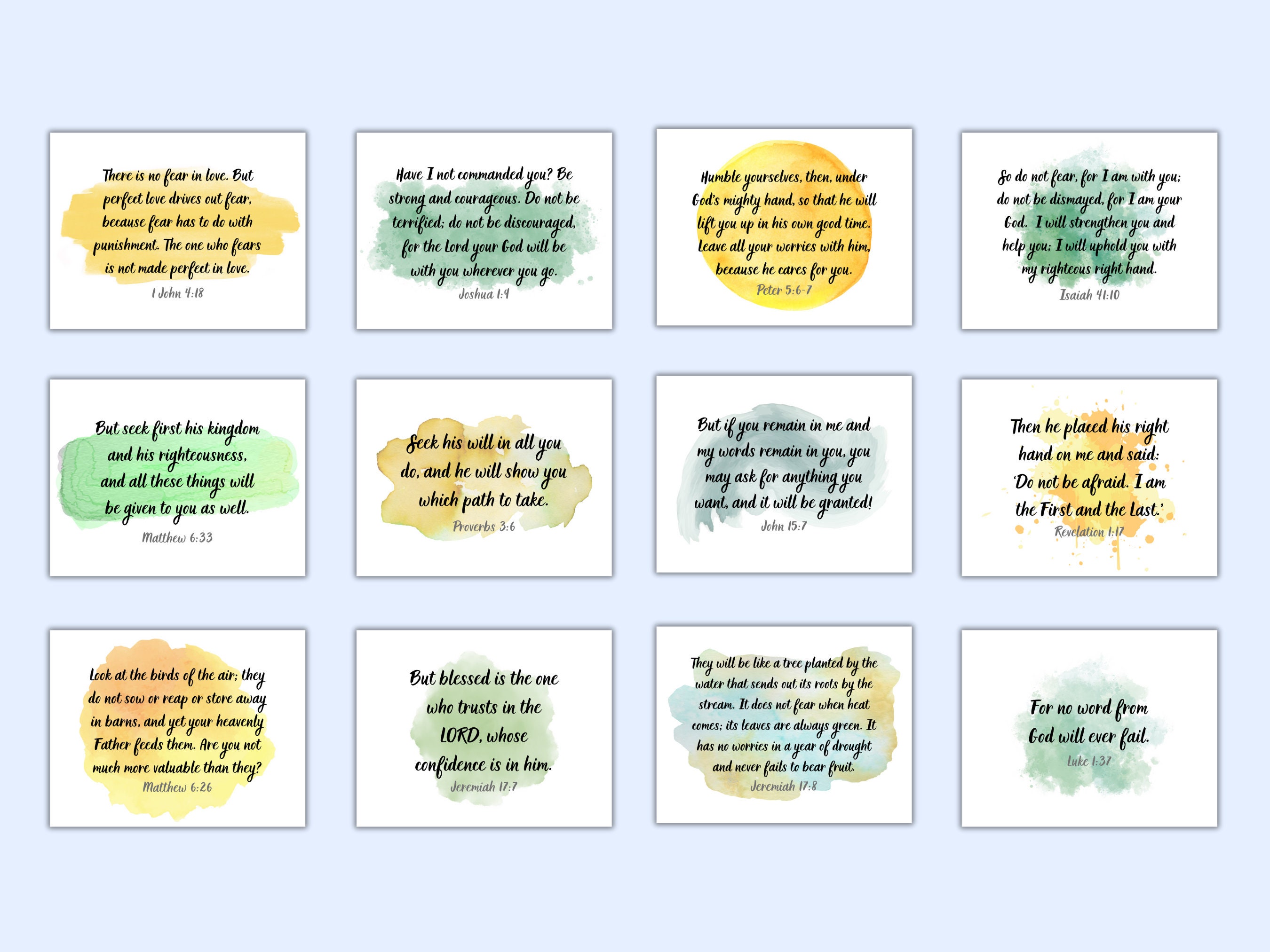 72 Printable Bible Verse Cards for Anxiety and Fear | Christian ...