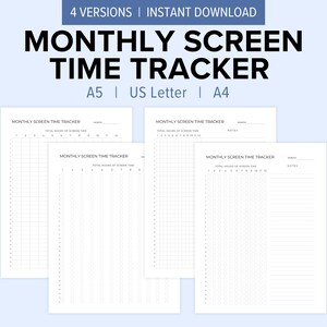 Monthly Screen Time Tracker Printable | Digital Detox | Focus on ...