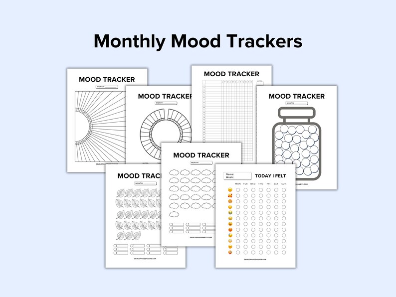 9 Daily Mood Tracker Printable Worksheets | Mental Health Planners ...