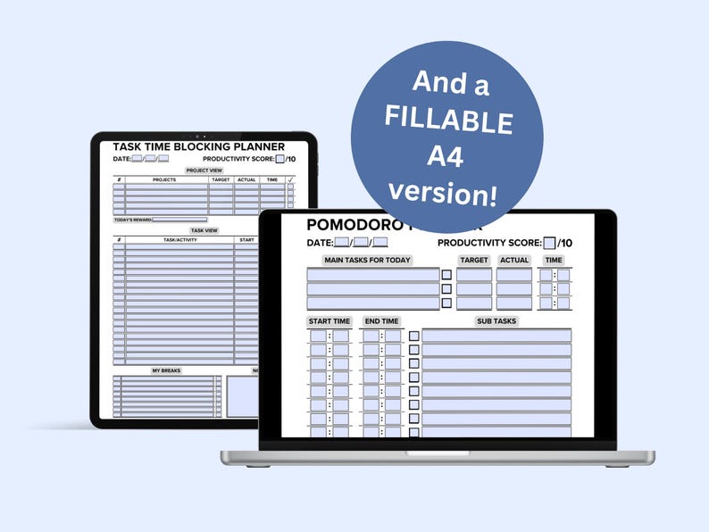 Pomodoro Technique Printable Tracker Bundle - Etsy