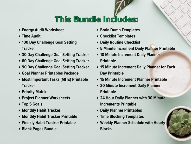 Time Management & Productivity Printable Bundle | 25+ Products for One ...