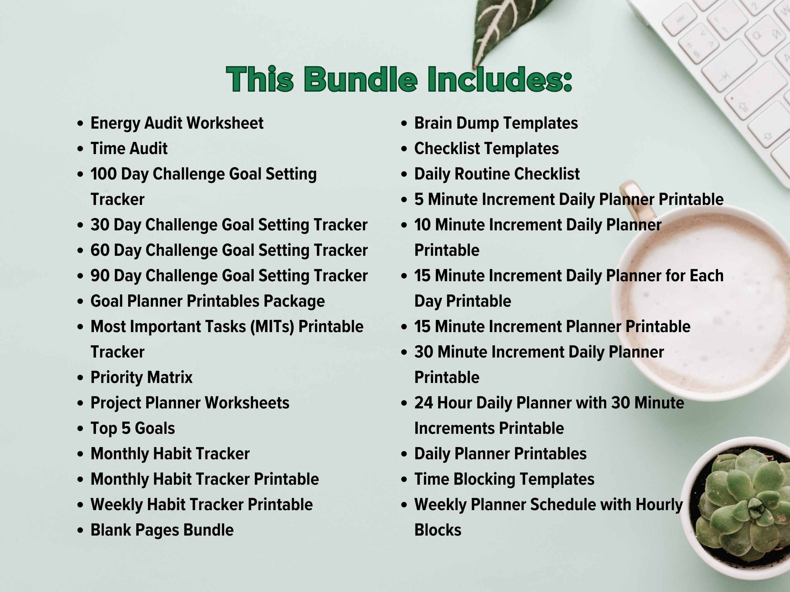 Time Management & Productivity Printable Bundle | 25+ Products for One ...