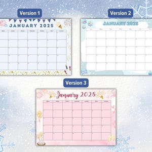 Editable January 2025 New Year Calendar Printable Winter Theme Calendar ...