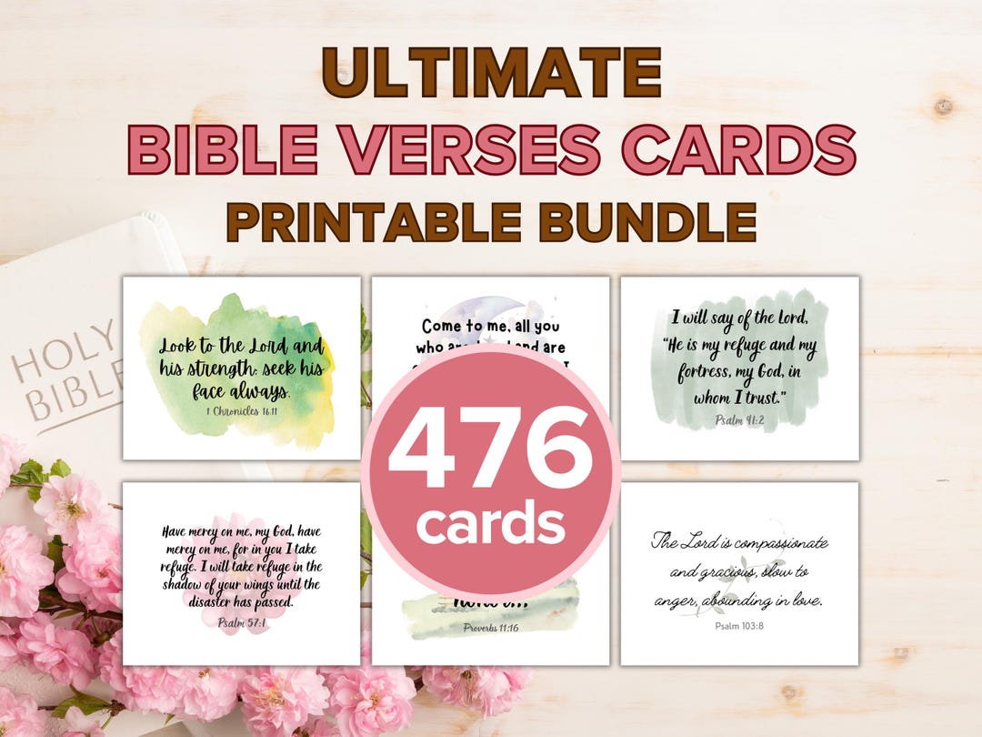 476 Ultimate Bible Verses Cards Printable Bundle | Inspirational ...
